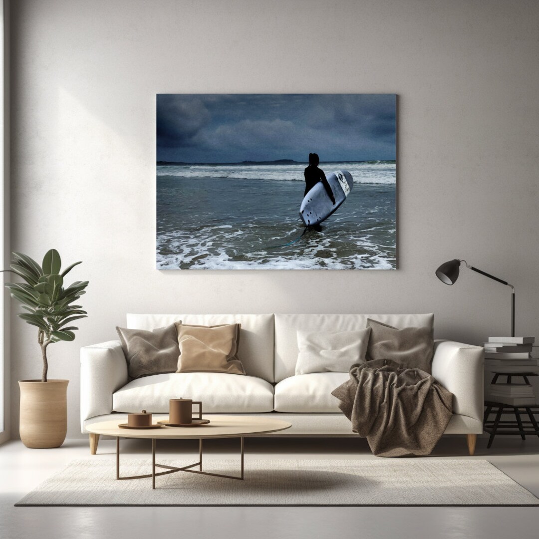 Fine Art Ocean Surf Print - Minimalist Maine Beach Canvas Fine Art ...