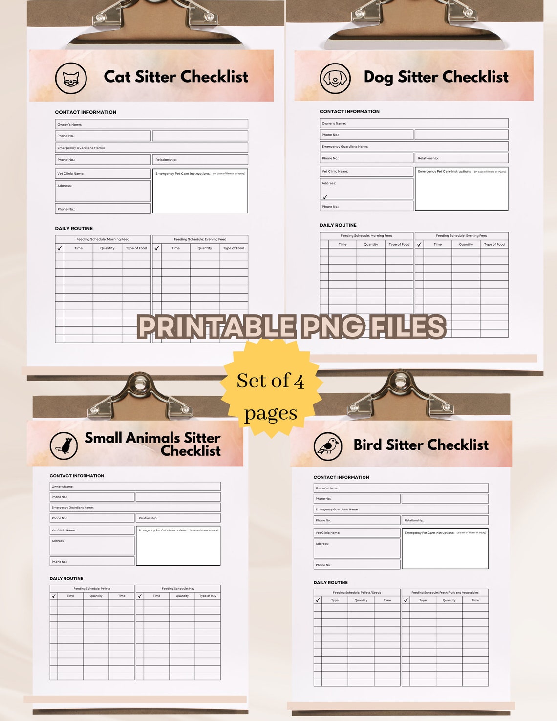 Pet Care Checklist|png Files|pet Checklist - Etsy