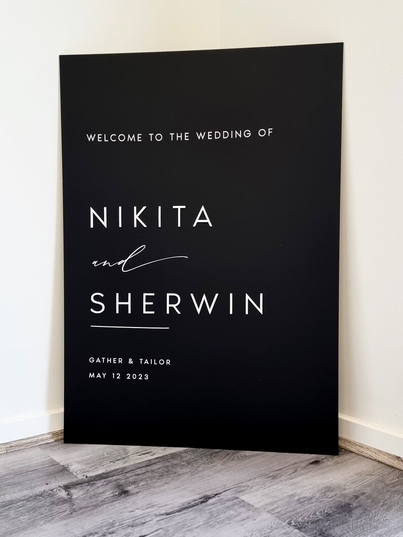 Black Wedding Sign Modern Wedding Signs Wedding Welcome Sign Reception ...