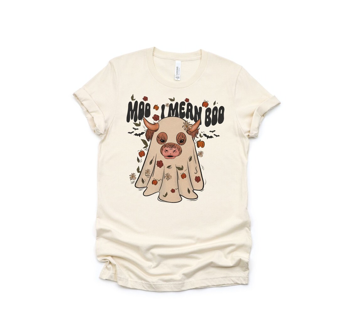 Women's Funny Halloween Moo I Mean Boo Tshirt Funny Ghost - Etsy