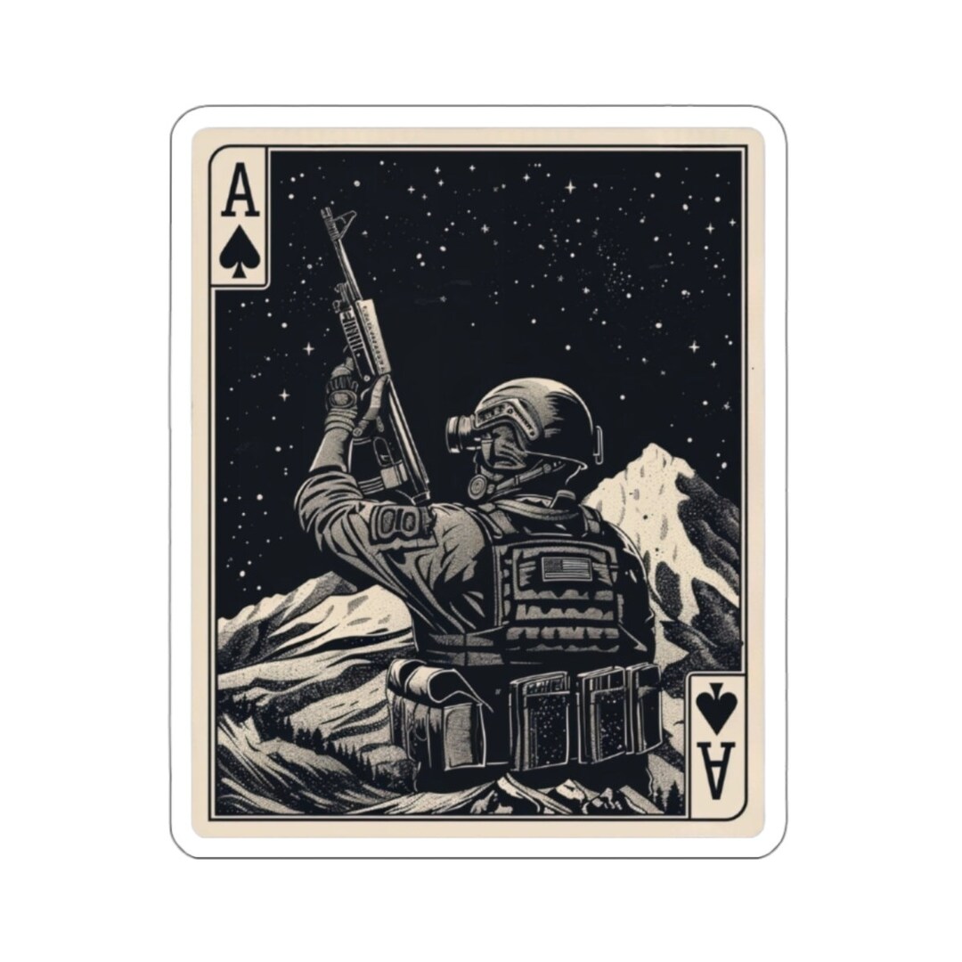 Tactical Ace Playing Card Sticker Gift Warrior Kiss Cut Sticker Hand ...