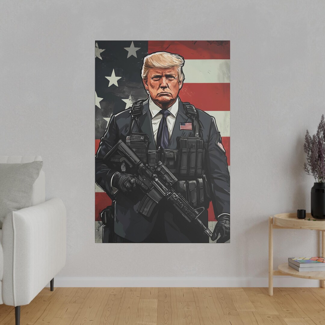 Patriotic Tactical Donald Trump Wall Art, Canvas Print, President, USA ...