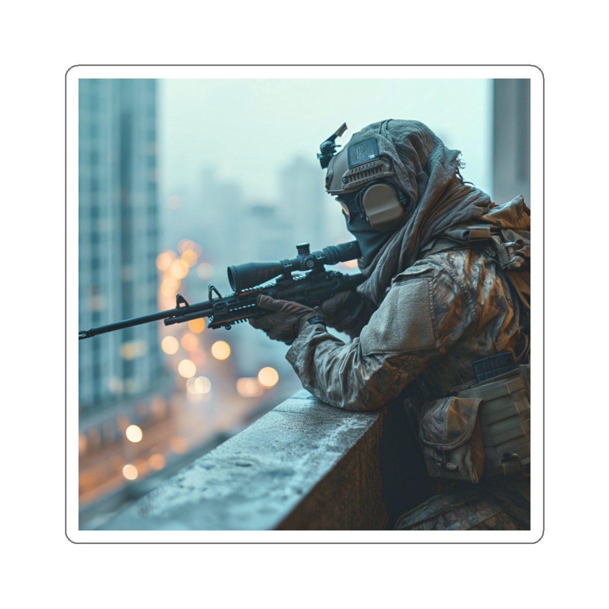 ROOFTOP SNIPER STICKER Popular Now Gift for Him Military Sticker Kiss ...
