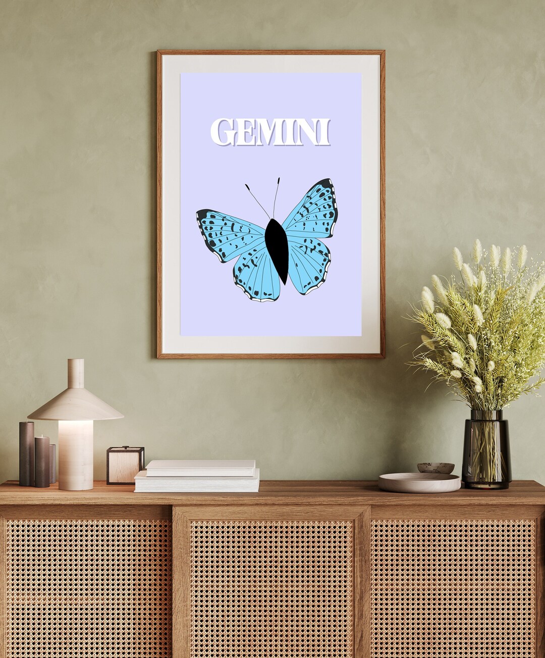 Gemini Butterfly Illustration, Zodiac Graphic Art, Trendy Wall Decor ...