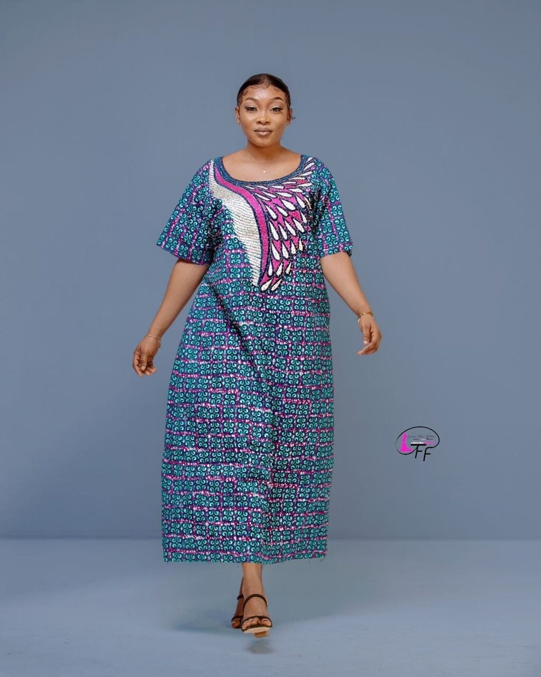 African Ankara Boubou With Embroidery Ankara Bubu, African Kaftan ...