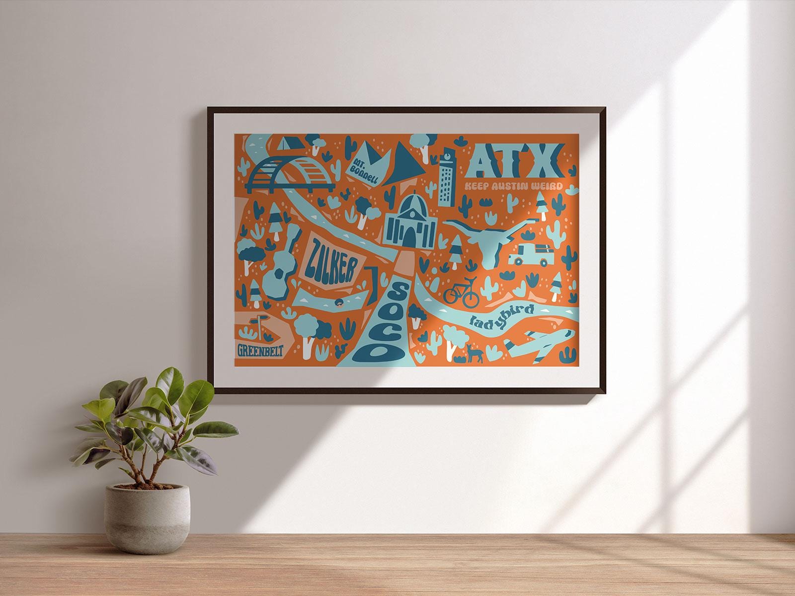 Austin Wall Art Map | Austin Landmark Print | Austin Poster| Texas Wall ...