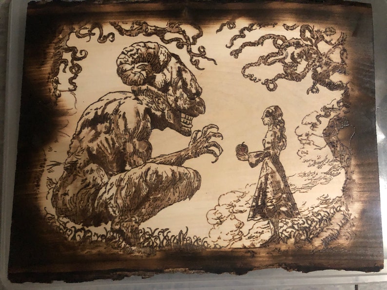 Ymir Fritz and the Devil of All Earth | Woodburn Art | Wood Art - Etsy