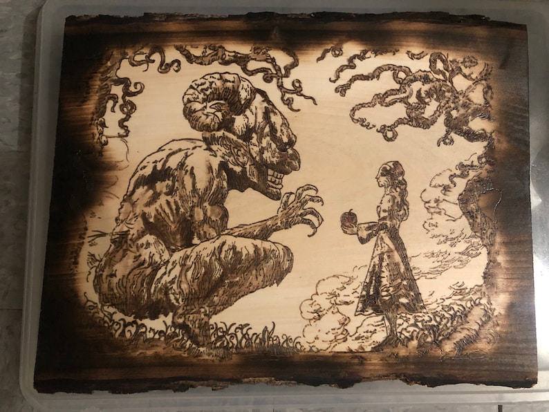 Ymir Fritz and the Devil of All Earth | Woodburn Art | Wood Art - Etsy