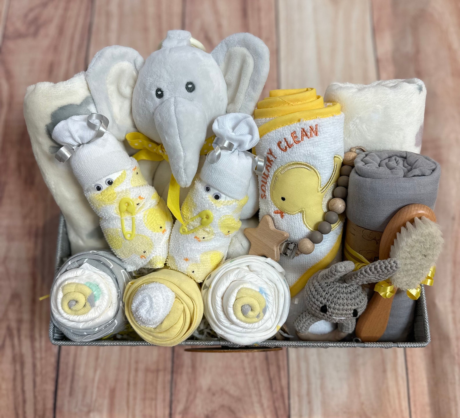 Neutral Baby Gift Basket, New Baby Gift Basket, Baby Shower Gift ...