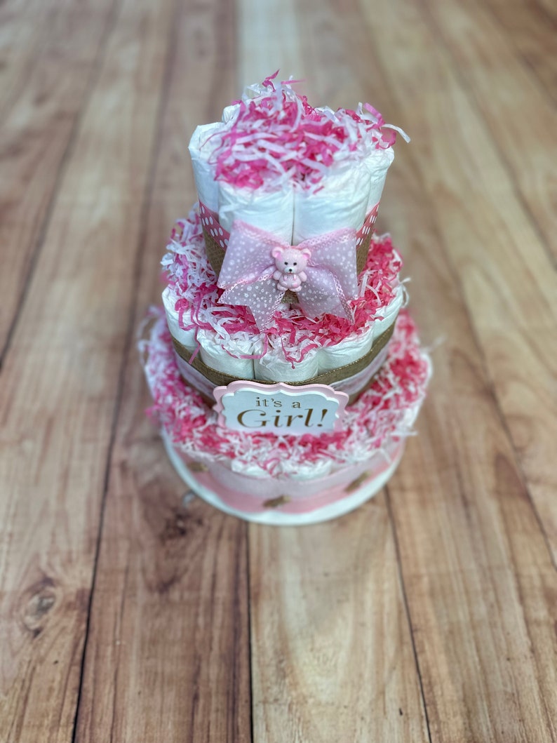 3-tier Diaper Cake: Baby Shower Centerpiece, Newborn Gift - Etsy