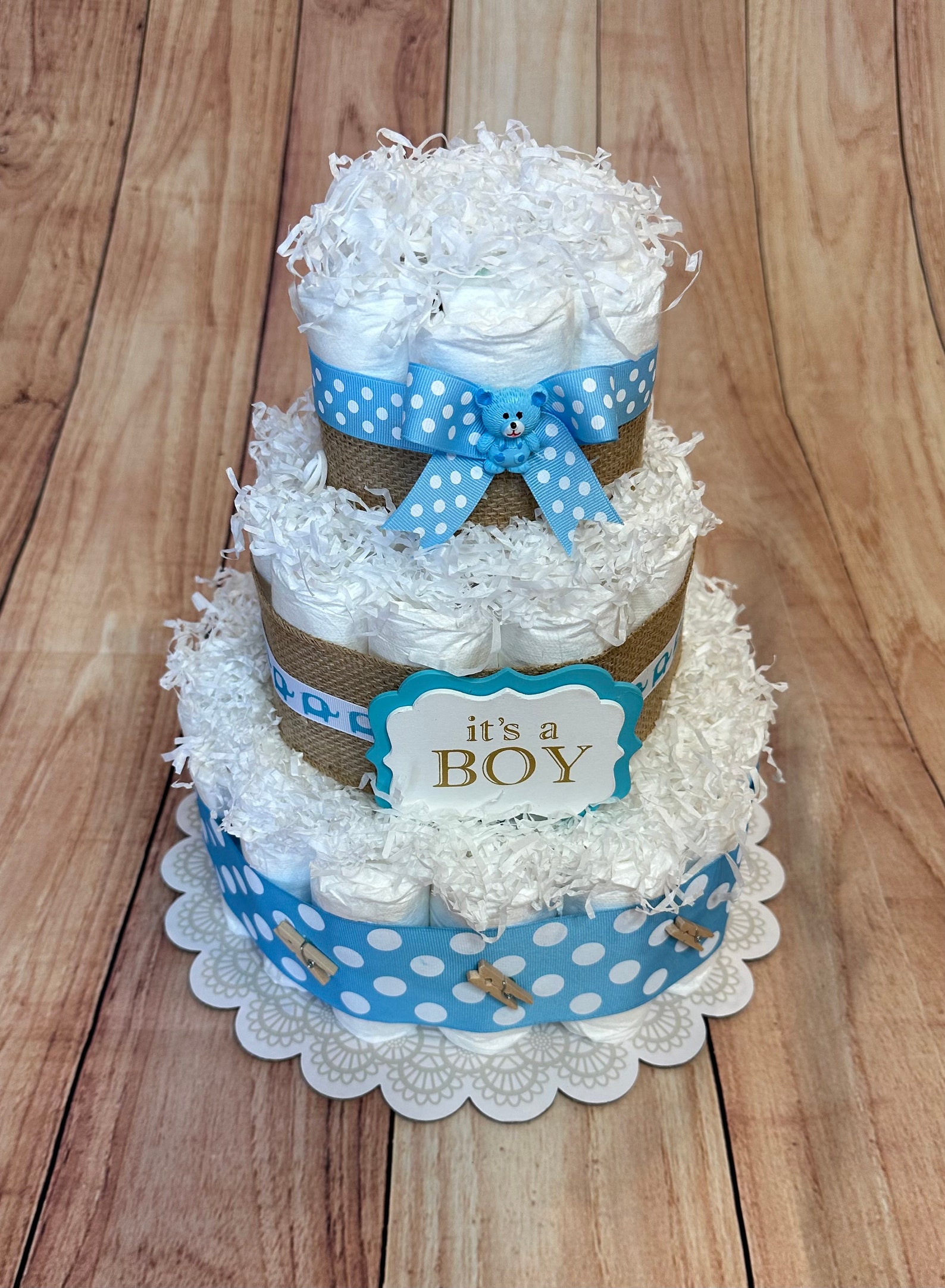 Baby Boy Diaper Cake/3tier Diaper Cake/baby Boy Gift/baby Shower Gift ...