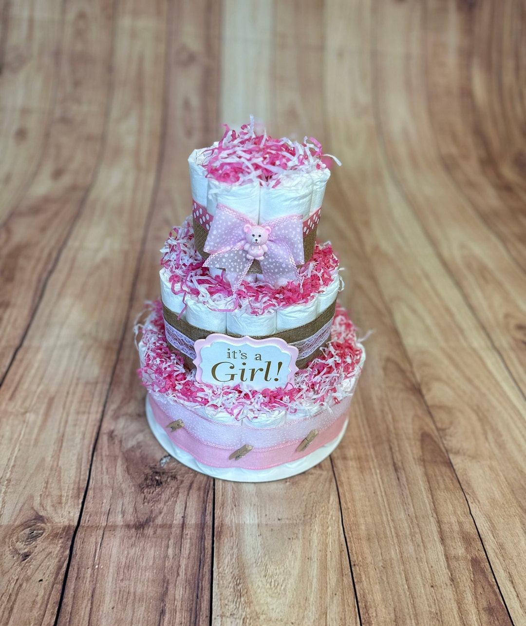 Baby Girl Diaper Cake/3tier Diaper Cake/baby Boy Gift/baby Shower Gift ...