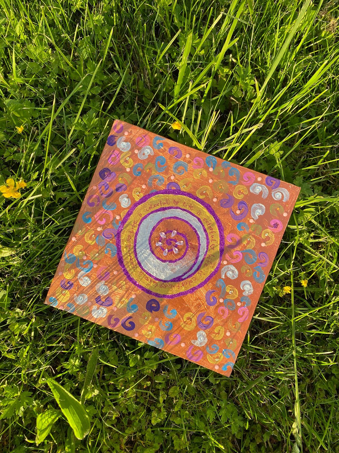 Copper Spiritual Spiral Colorful Affirmations Painting Gold Acrylic - Etsy