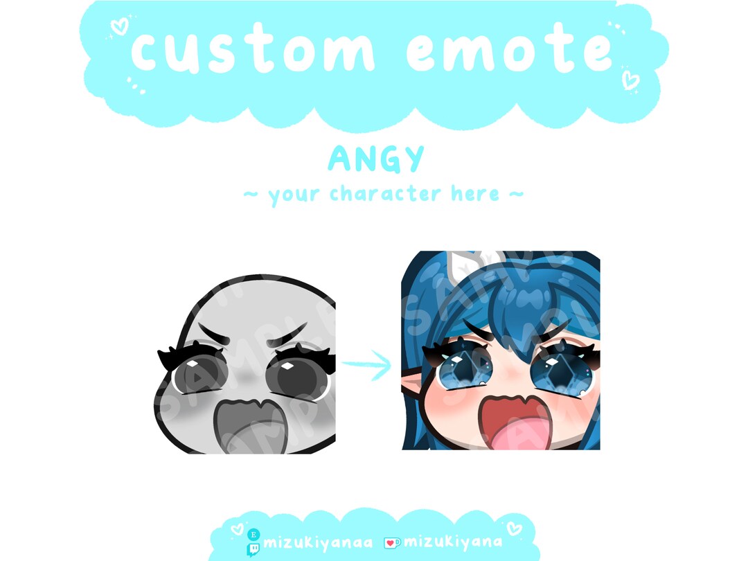 Angy YCH Emote, Cute Angry Mad Custom YCH Chibi Emote for Twitch ...