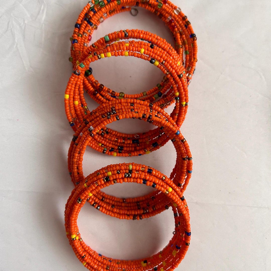 Kenyan Beaded Round Wrist Bracelet - Handmade & Adjustable Style - Sead ...