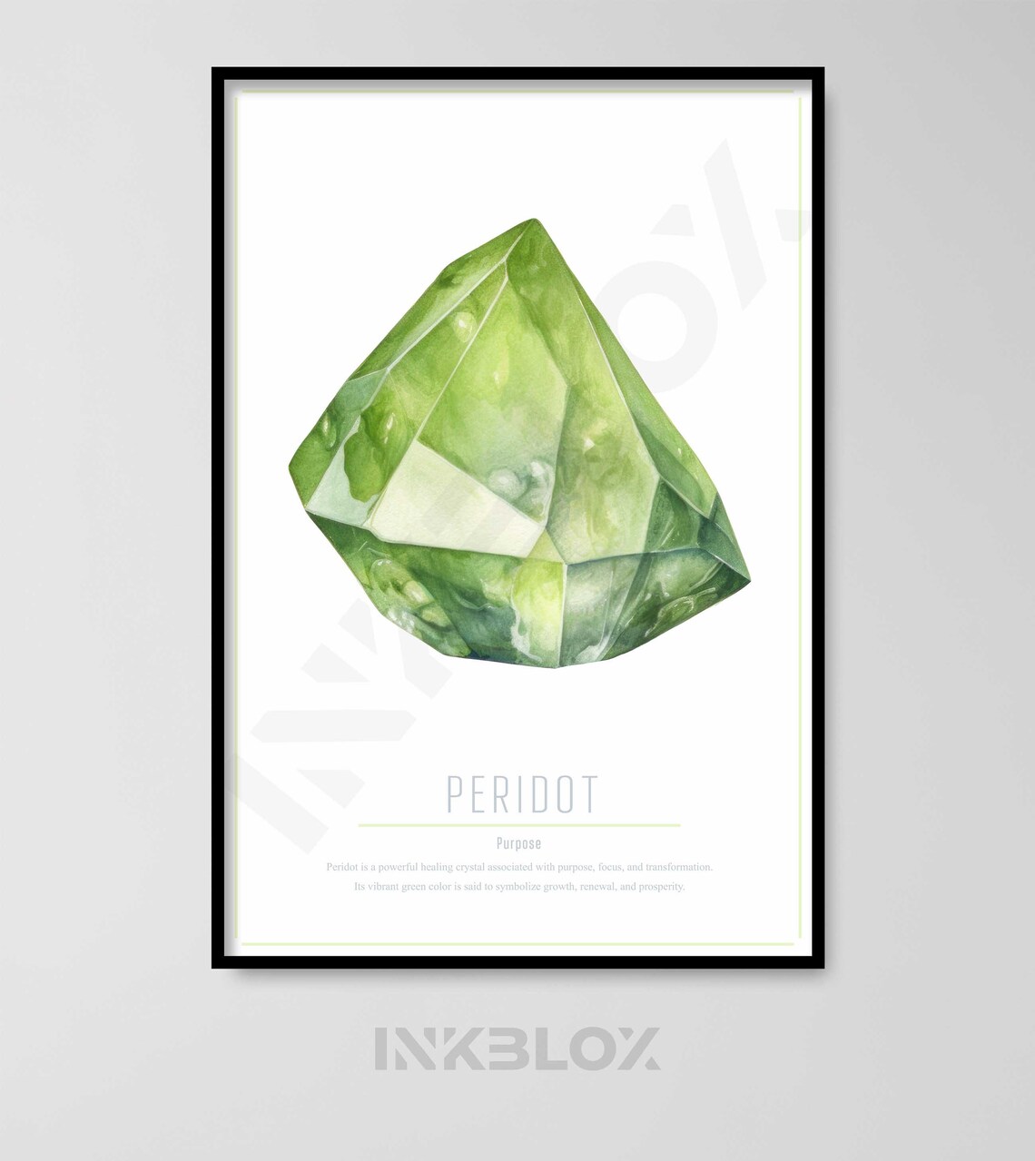 Crystal Peridot Print Gemstone Art Watercolor Crystal Painting ...