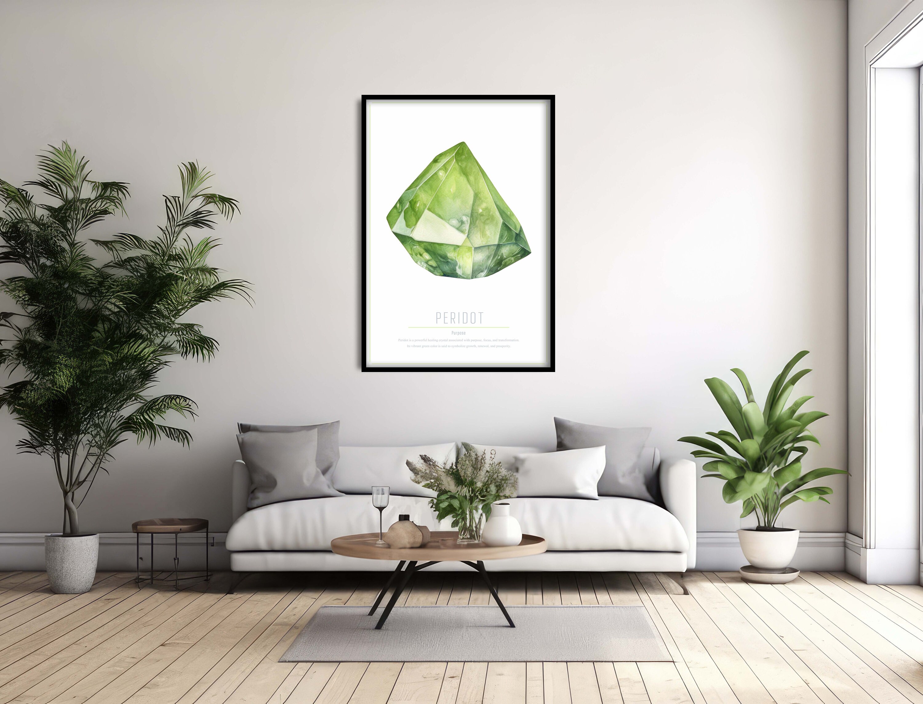 Crystal Peridot Print Gemstone Art Watercolor Crystal Painting ...