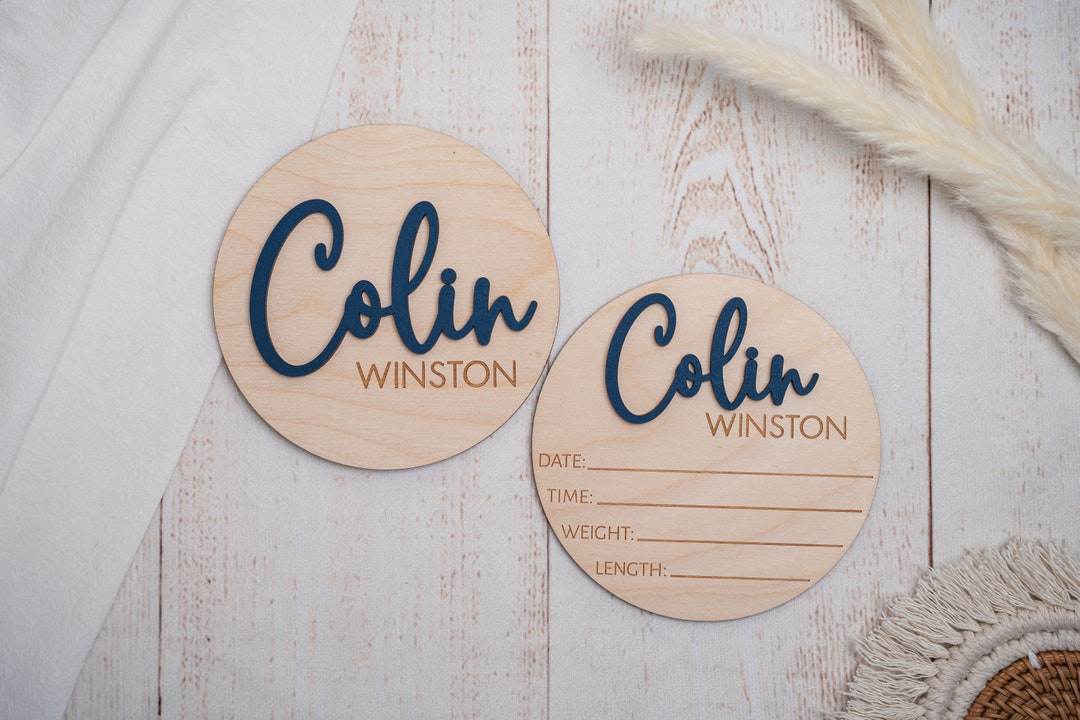 Baby Announcement Sign With Birth Stats, Wood Sign for Name Reveal ...