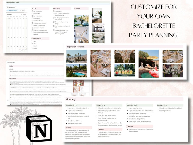Editable Party Planning Notion Template for Bachelorette Party ...