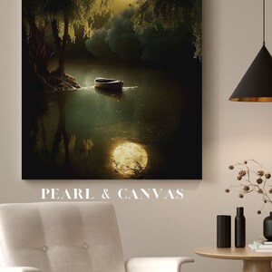 Full Moon Shining Over Southern River Bayou Canvas Painting - Etsy