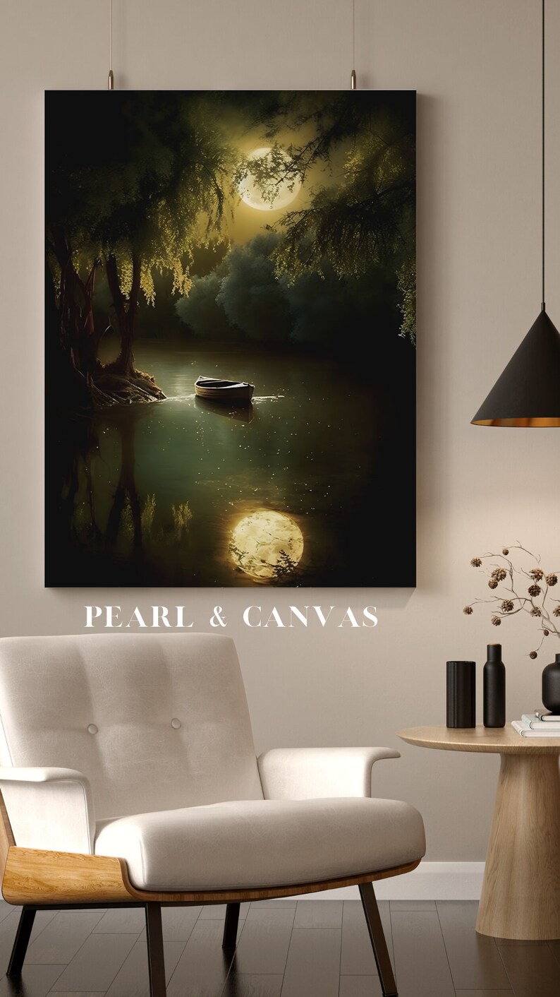 Full Moon Shining Over Southern River Bayou Canvas Painting - Etsy