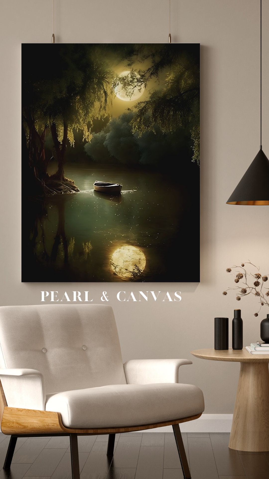 Full Moon Shining Over Southern River Bayou Canvas Painting - Etsy