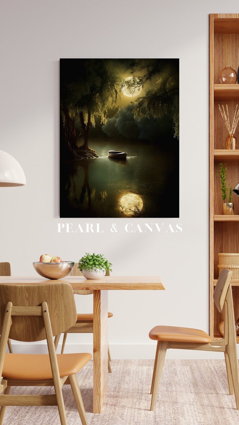 Full Moon Shining Over Southern River Bayou Canvas Painting - Etsy