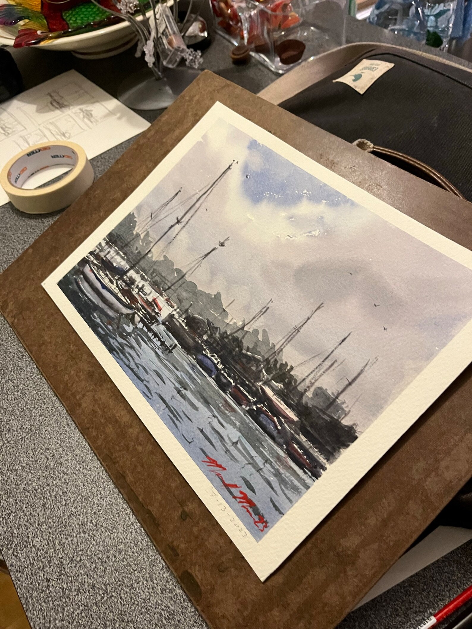 Original Plein Air Port Painting 12x9 Inches by Maxwell Moran - Etsy