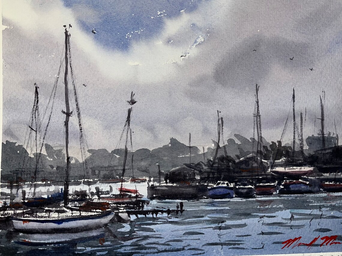 Original Plein Air Port Painting 12x9 Inches by Maxwell Moran - Etsy