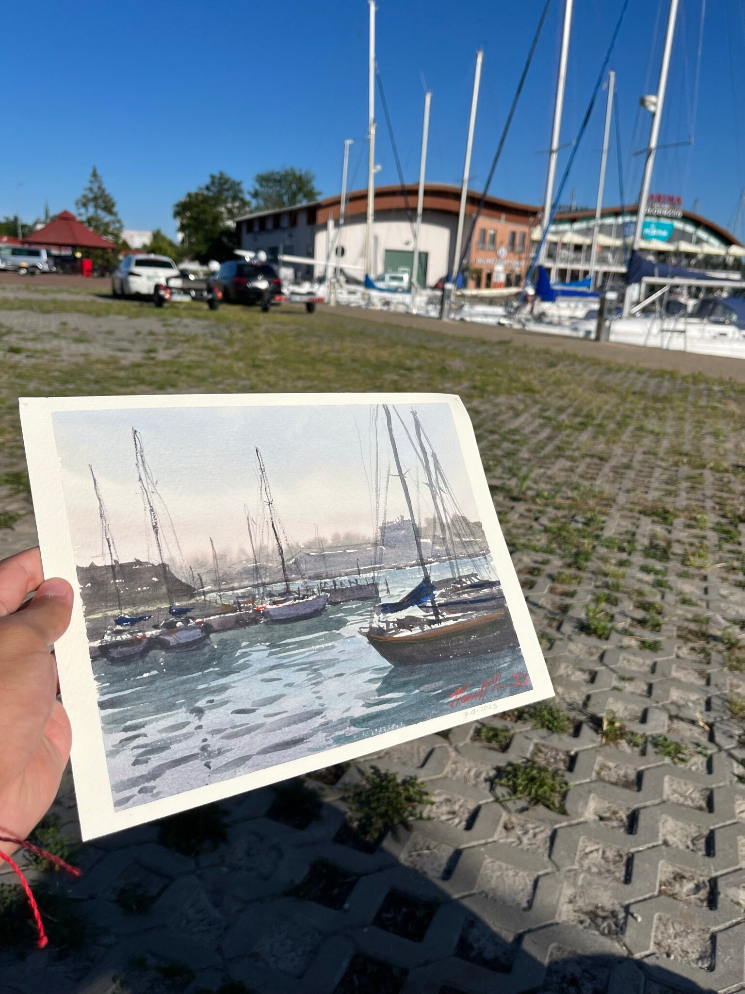 Original Plein Air Marina Watercolor Painting by Maxwell Moran 12x9 Inches - Etsy