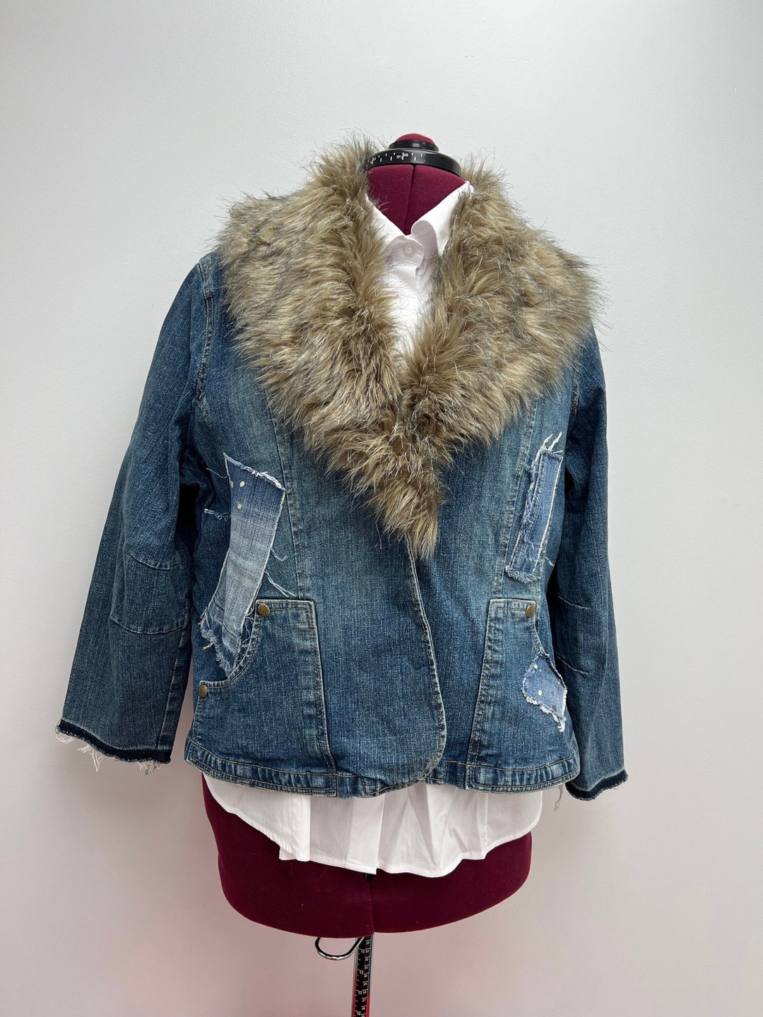 Denim Jacket With Removeable Fur Collar - Etsy