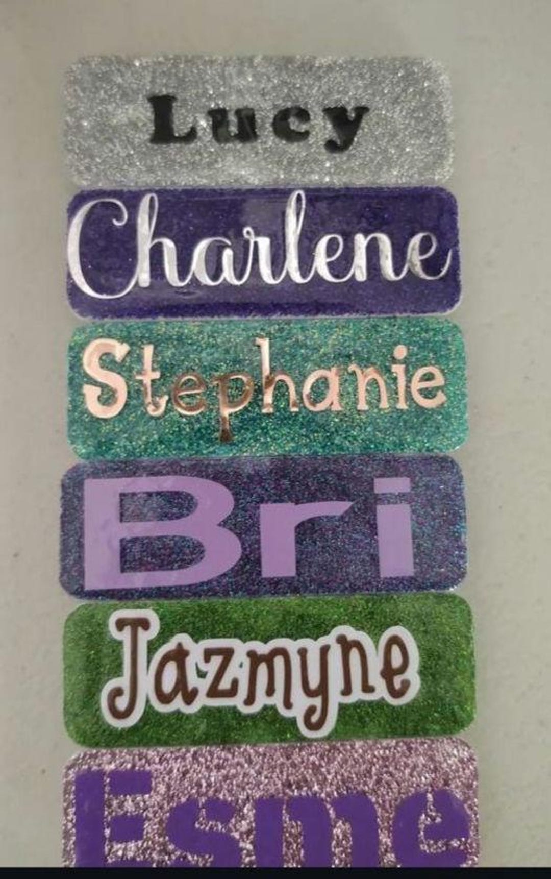 Customizable Glitter Name Tags - Etsy