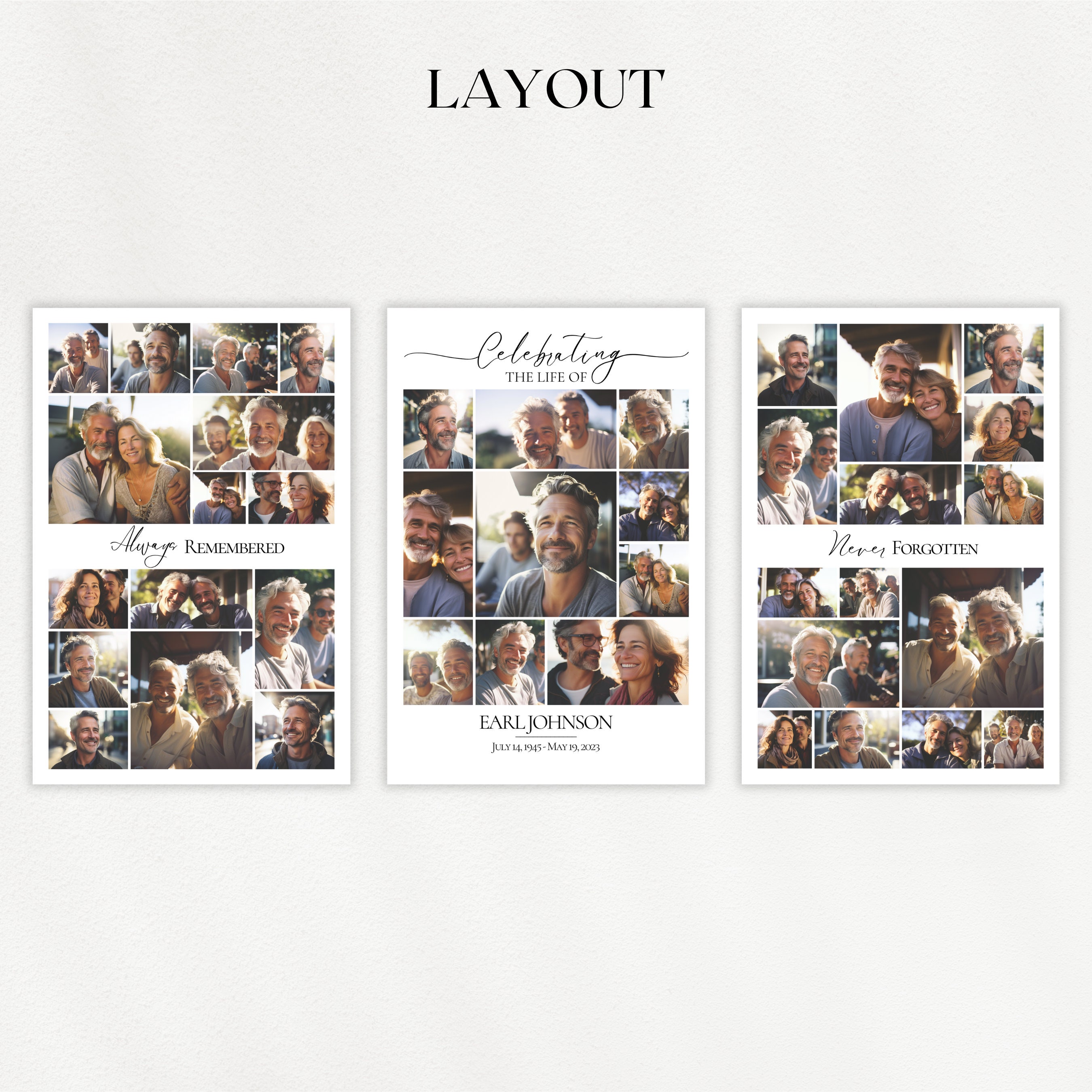 Memory Board Template, Funeral Picture Collage Sign Set Templates ...