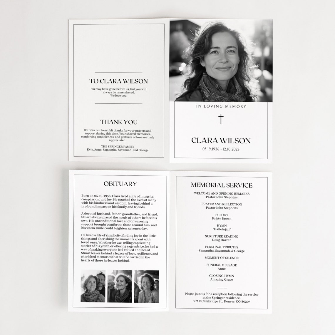 Funeral Program Template, Editable Photo Funeral Program, CANVA ...