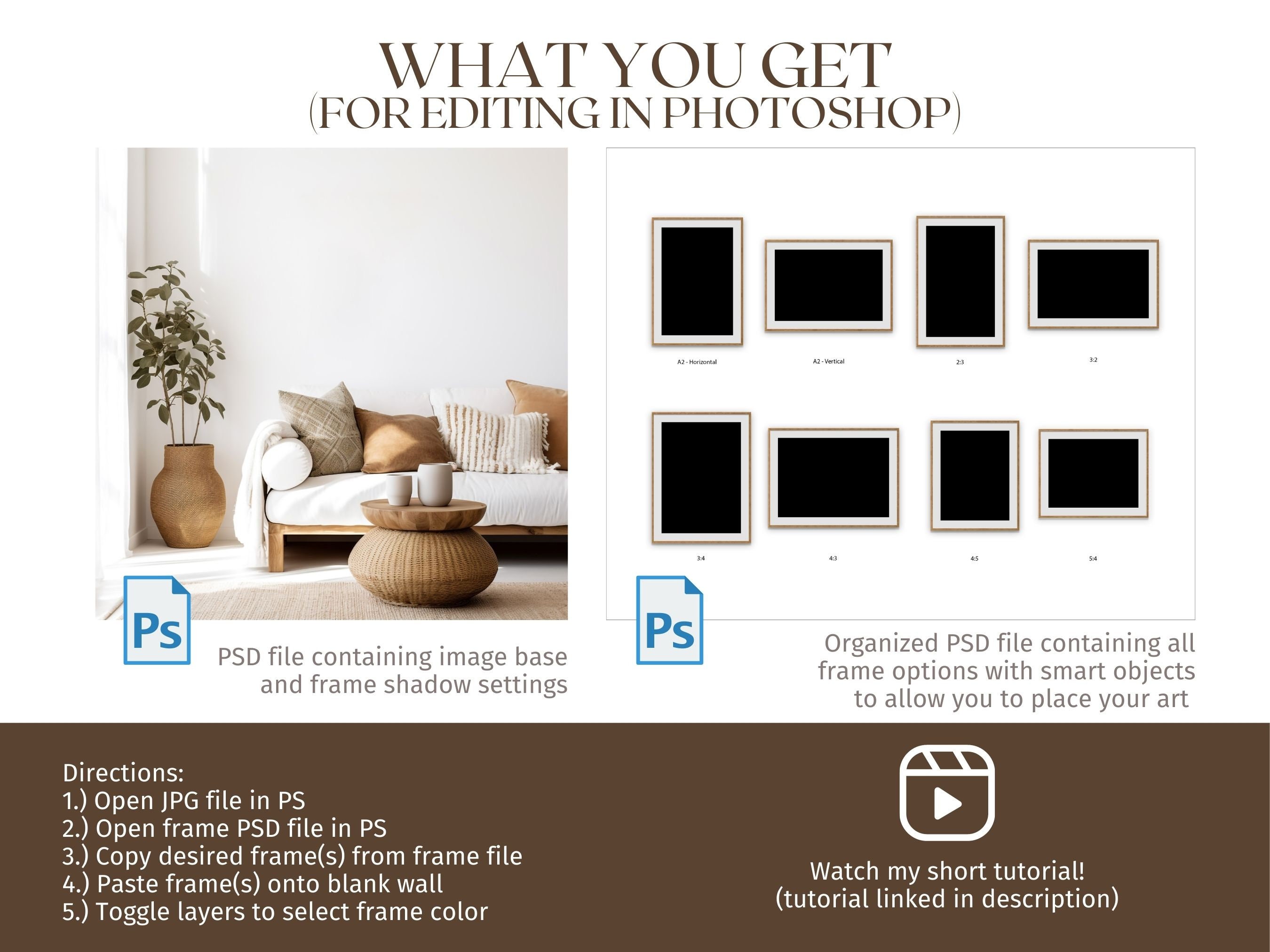 Editable Frame Mockup Movable Frames Interior Mockup Boho Living Room ...