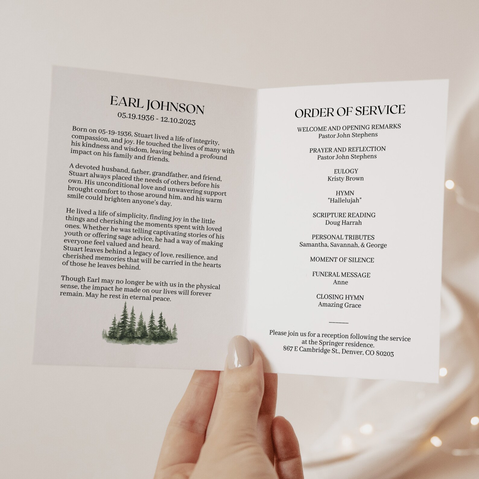 Funeral Program Template for Man, Editable Photo Funeral Program, CANVA ...