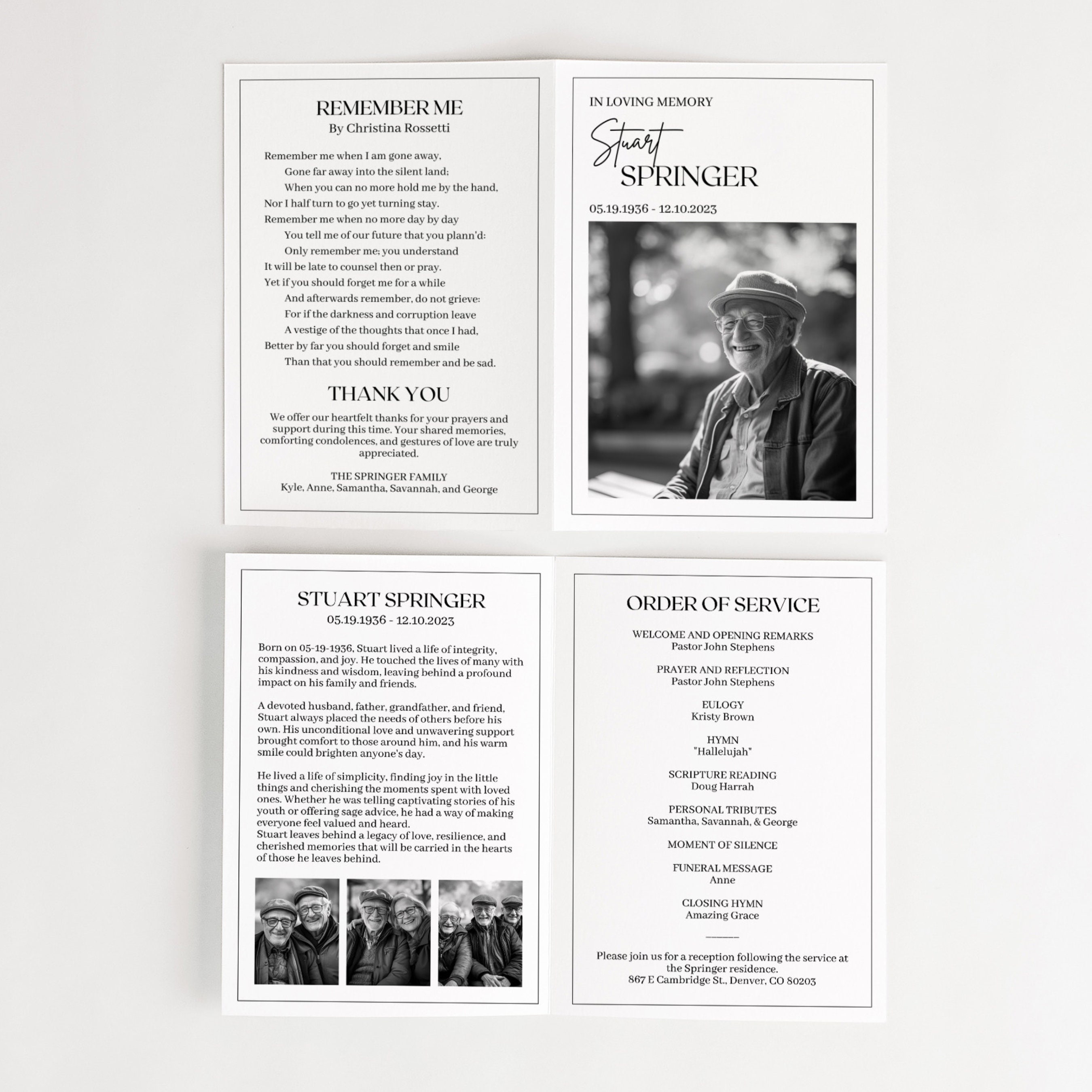 Funeral Program Template, Editable Photo Funeral Program, CANVA ...
