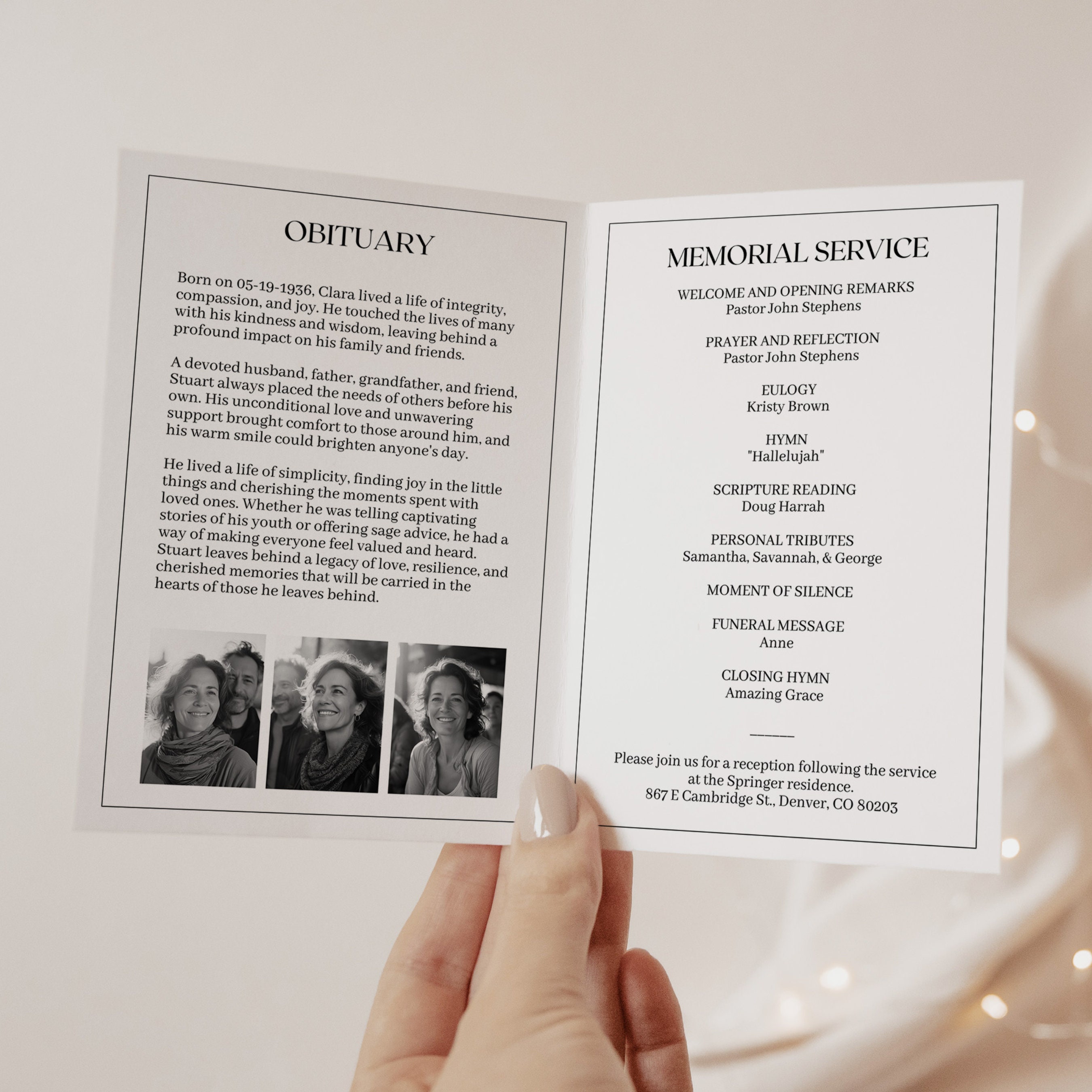 Funeral Program Template, Editable Photo Funeral Program, CANVA ...