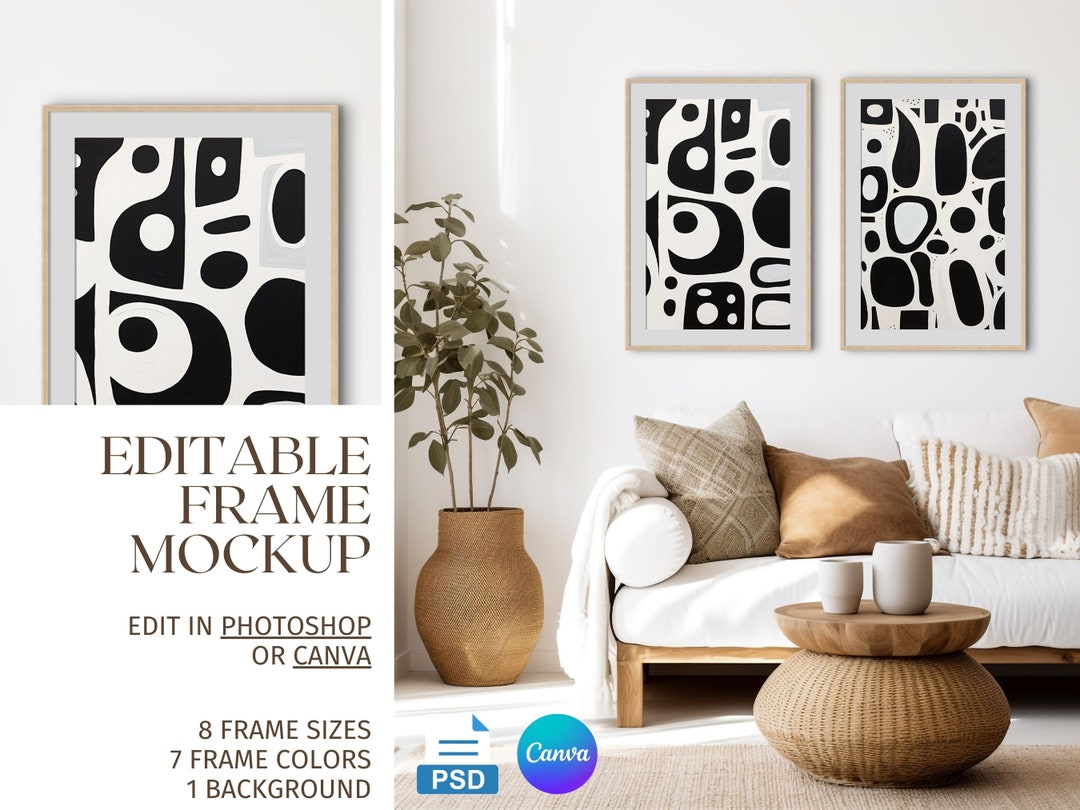 Editable Frame Mockup | Movable Frames | Interior Mockup | Boho Living ...