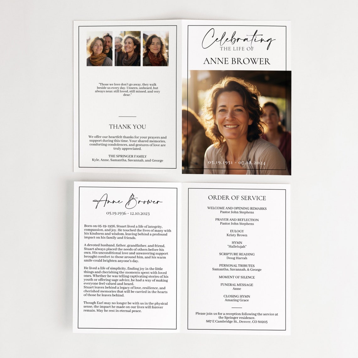 Funeral Program Template, Editable Photo Funeral Program, CANVA ...