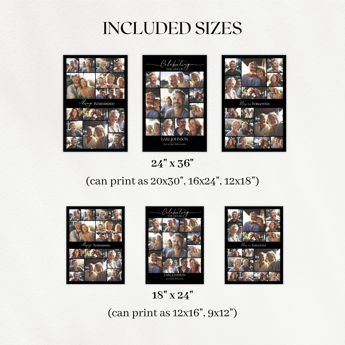 Memory Board Template, Funeral Picture Collage Sign Set Templates ...