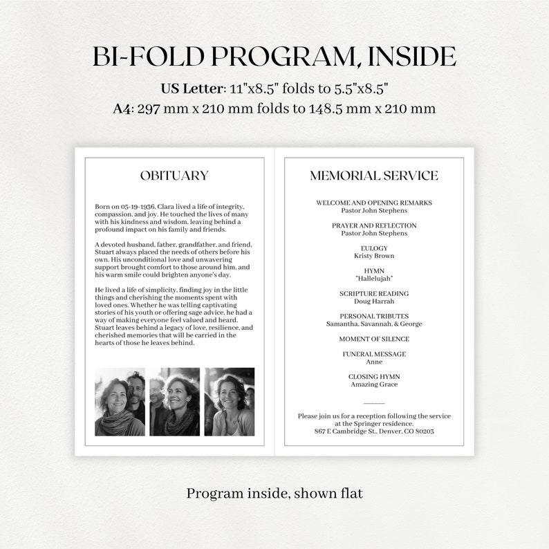 Funeral Program Template, Editable Photo Funeral Program, CANVA ...