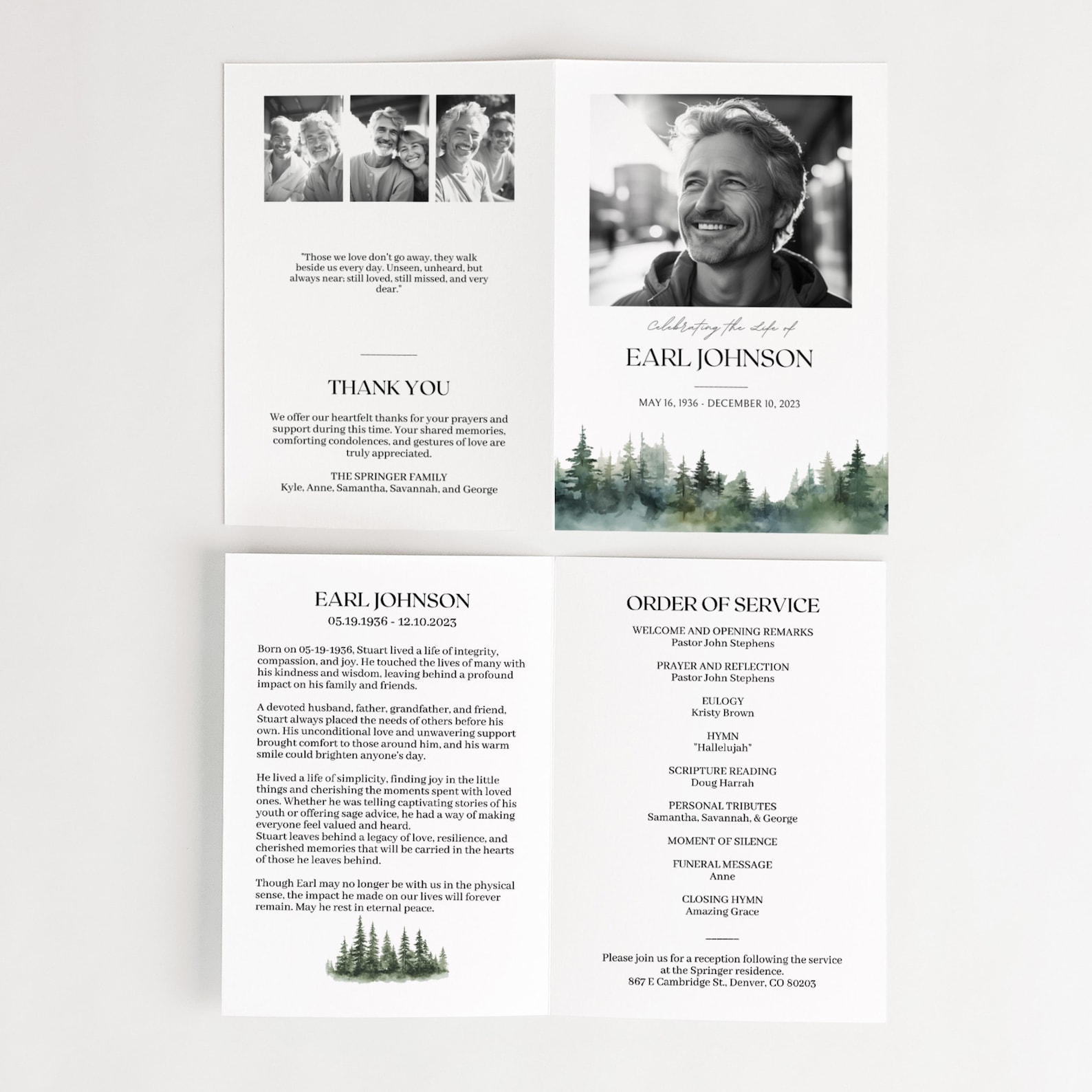 Funeral Program Template for Man, Editable Photo Funeral Program, CANVA ...