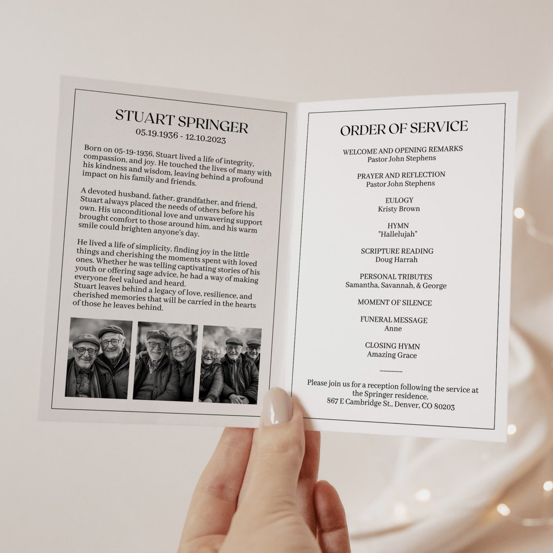 Funeral Program Template, Editable Photo Funeral Program, CANVA ...