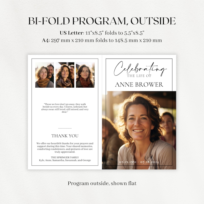 Funeral Program Template, Editable Photo Funeral Program, CANVA ...