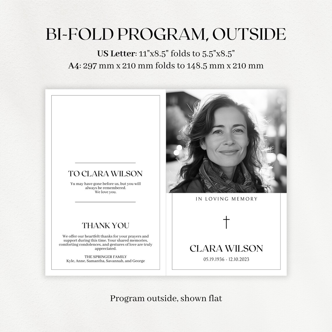 Funeral Program Template, Editable Photo Funeral Program, CANVA ...
