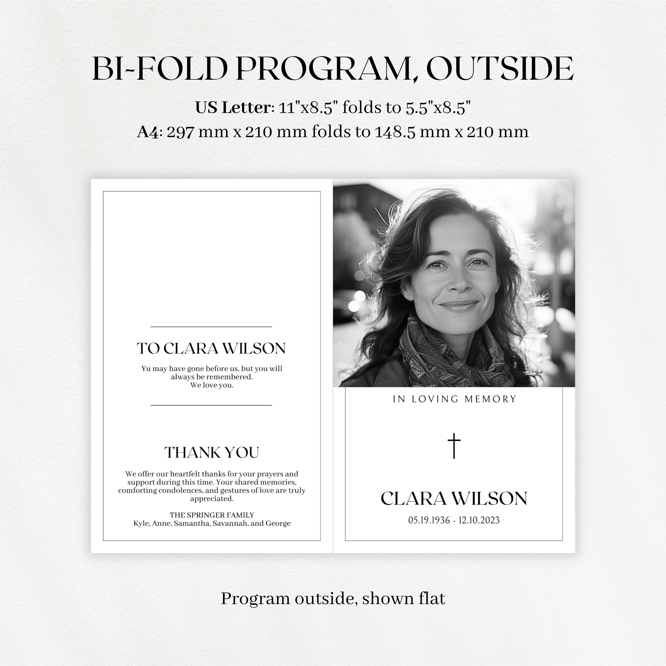 Funeral Program Template, Editable Photo Funeral Program, CANVA ...