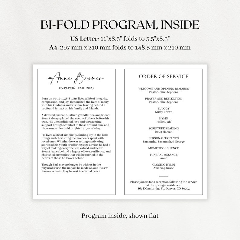 Funeral Program Template, Editable Photo Funeral Program, CANVA ...