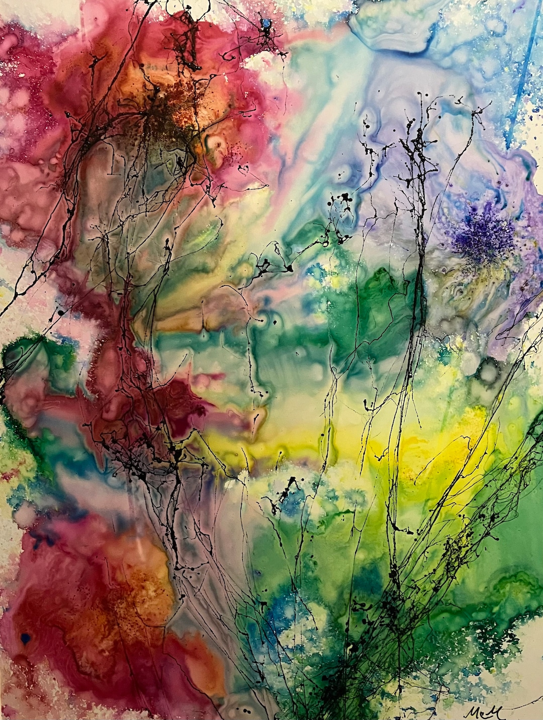 Abstract Ocean Coral Reef Art, Tropical Underwater Watercolor Painting ...