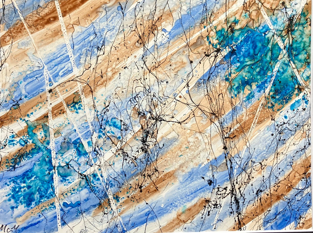 Abstract Tree Branch Watercolor Art, Watercolor Abstract Landscape Tree ...